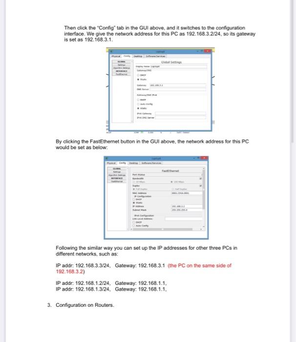Solved Task 1 Two Routers network configuration | Chegg.com