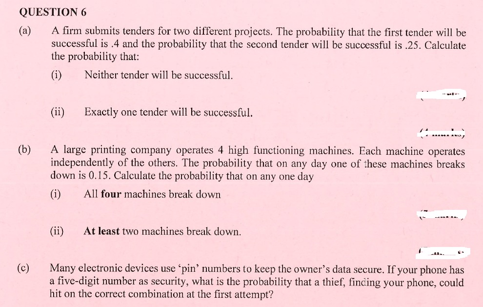 Solved QUESTION 6(a) ﻿A firm submits tenders for two | Chegg.com