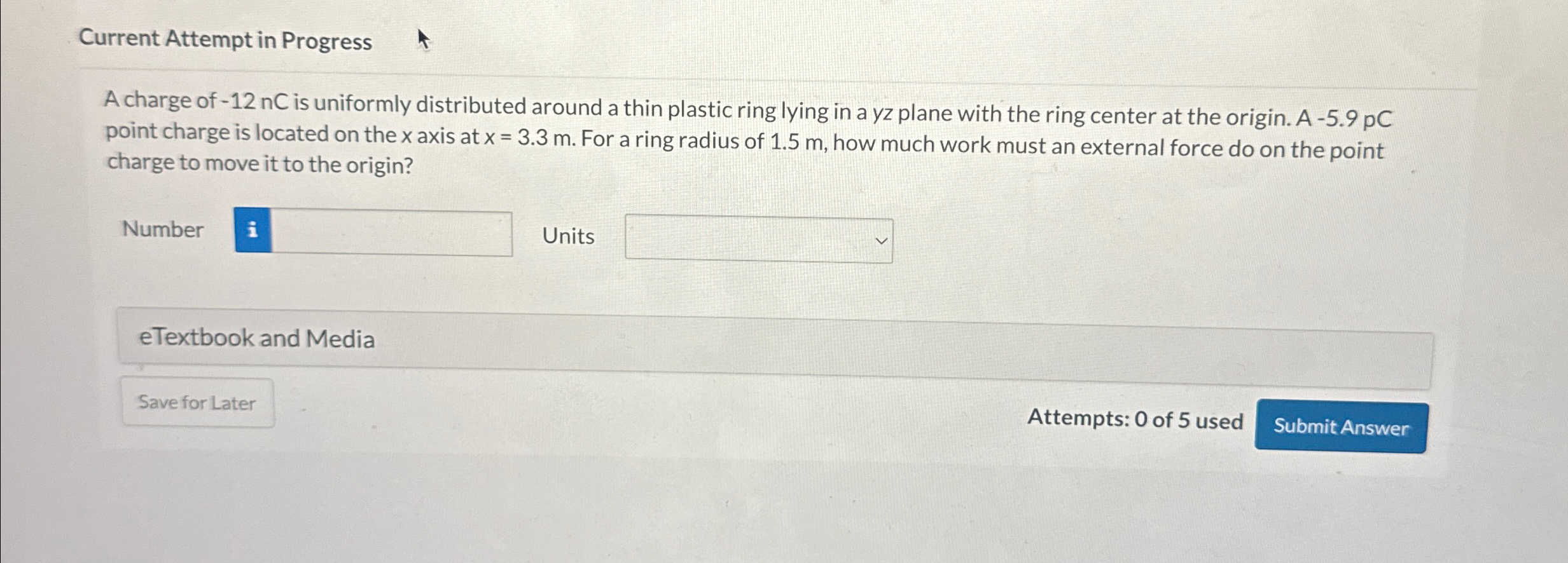 Solved Current Attempt in ProgressA charge of -12nC ﻿is | Chegg.com