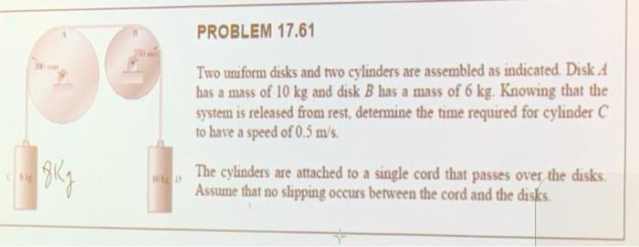Solved Two uniform disks and two cylinders are assembled as | Chegg.com