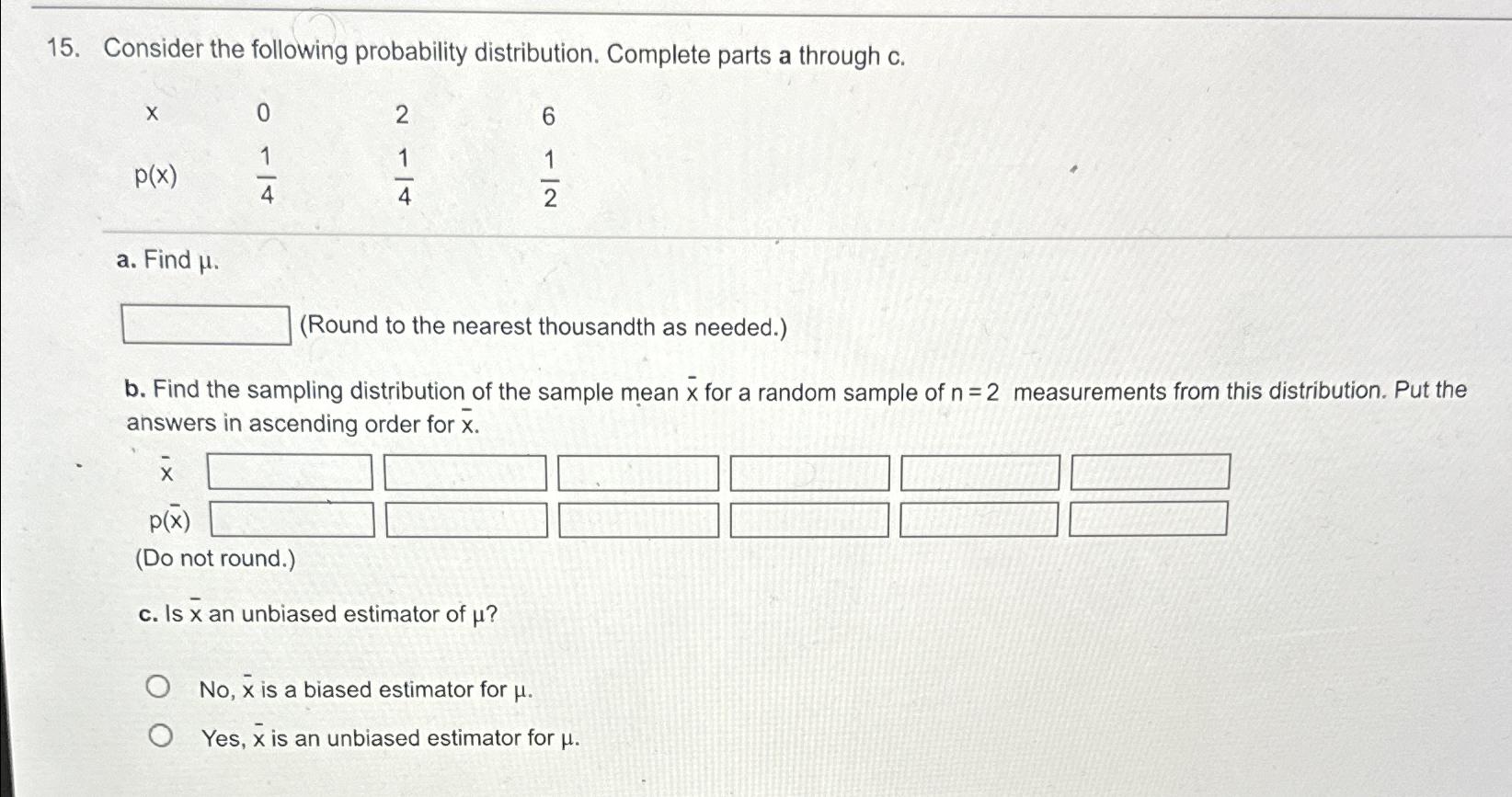 Solved Consider the following probability distribution. | Chegg.com