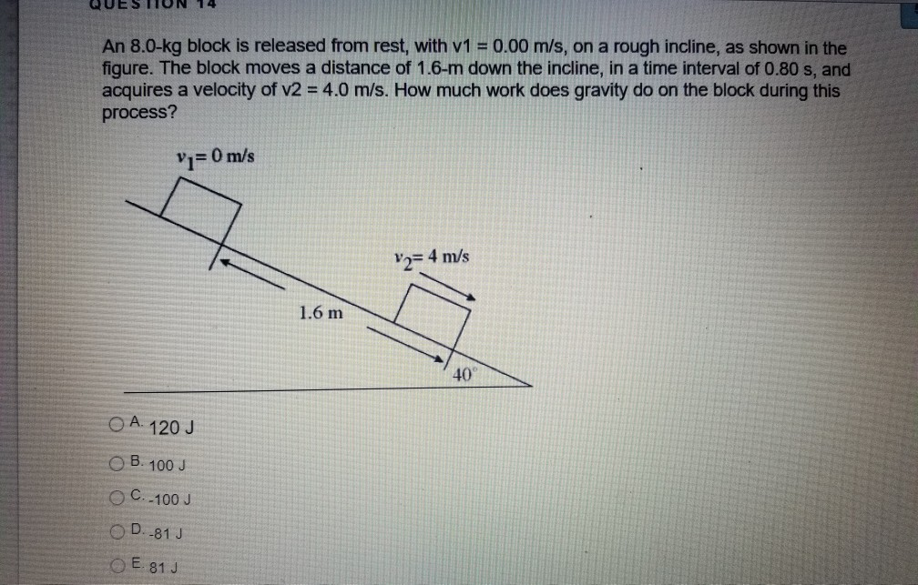 Solved An 8.0-kg block is released from rest, with v1 = 0.00 | Chegg.com Solved An 8.0-kg block is released from rest, with v1 = 0.00 | Chegg.com