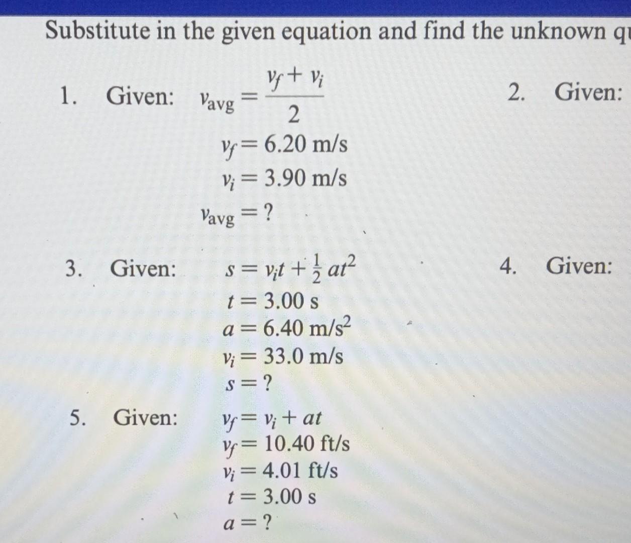 Solved Substitute in the given equation and find the unknown | Chegg.com