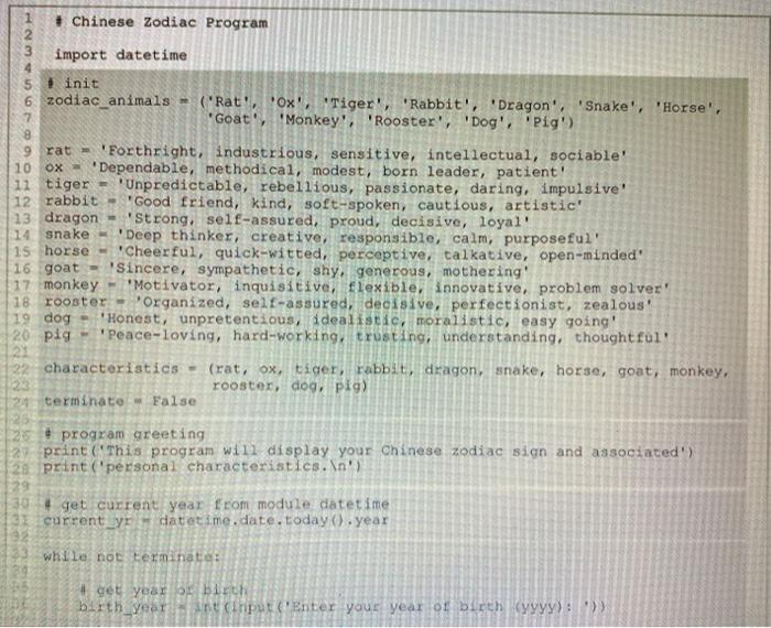 Solved M1. Chinese Zodiac Program: Japanese and Vietnamese | Chegg.com