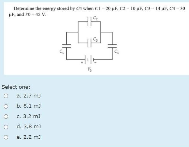 Solved Determine the energy stored by C4 when CI = 20 pF, C2 | Chegg.com