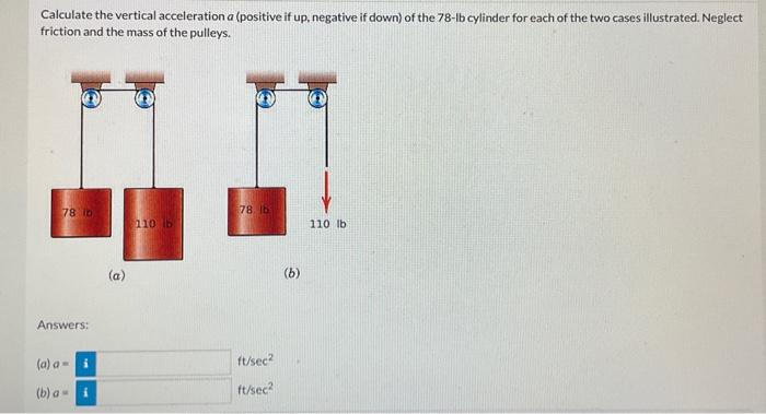 Solved Calculate the vertical acceleration a (positive if | Chegg.com
