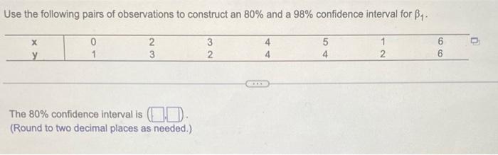 Solved Use the following pairs of observations to construct | Chegg.com