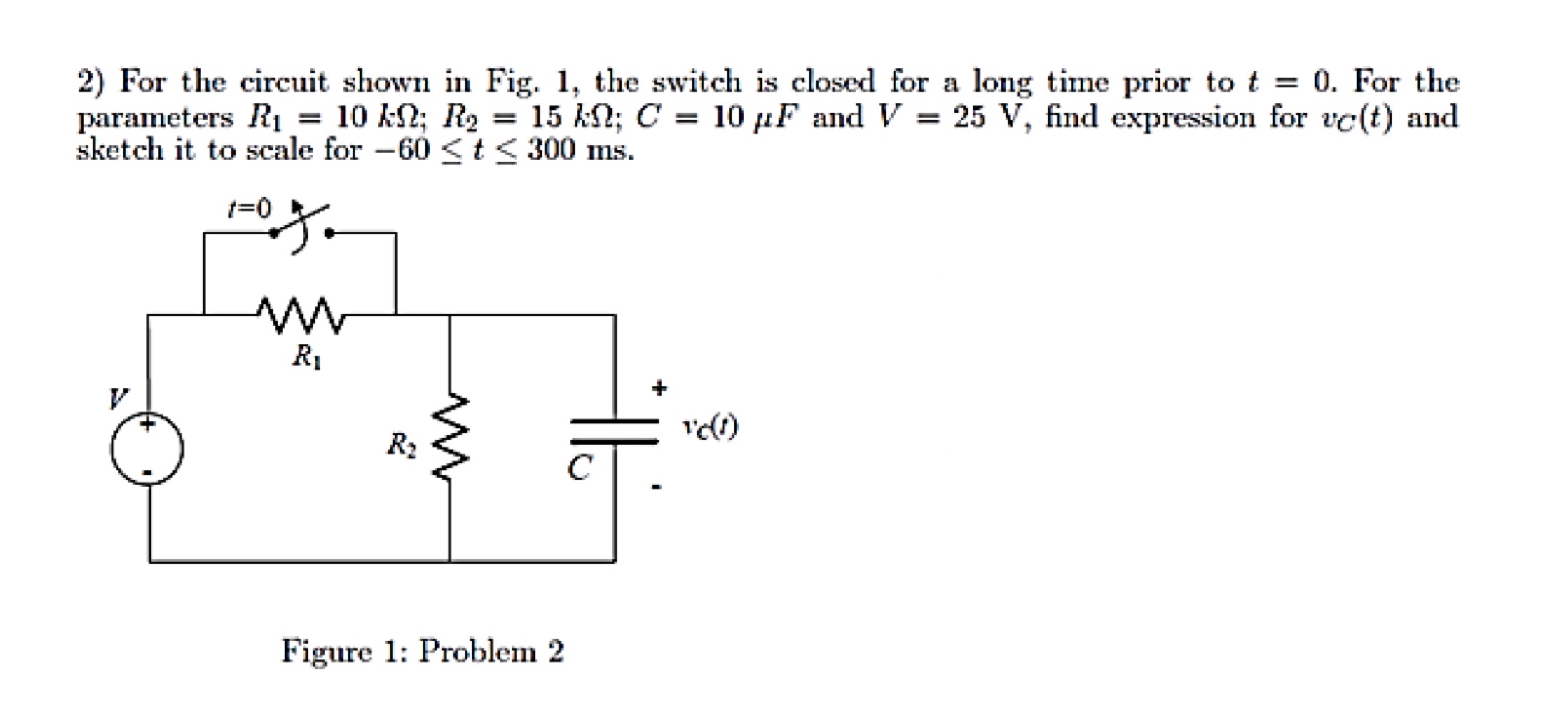 For the circuit shown in Fig. 1, ﻿the switch is | Chegg.com