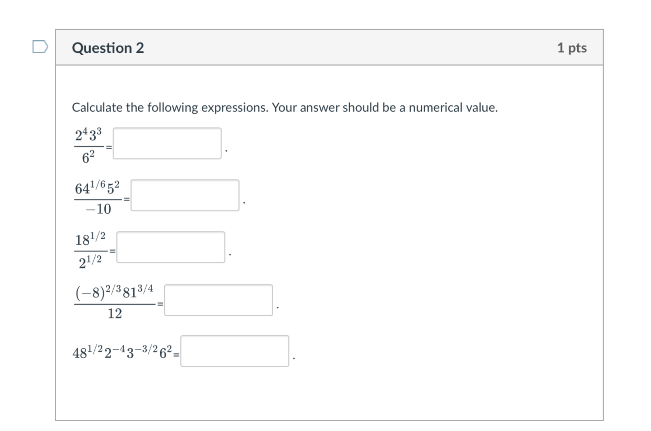 Solved Question 2Calculate the following expressions. Your | Chegg.com