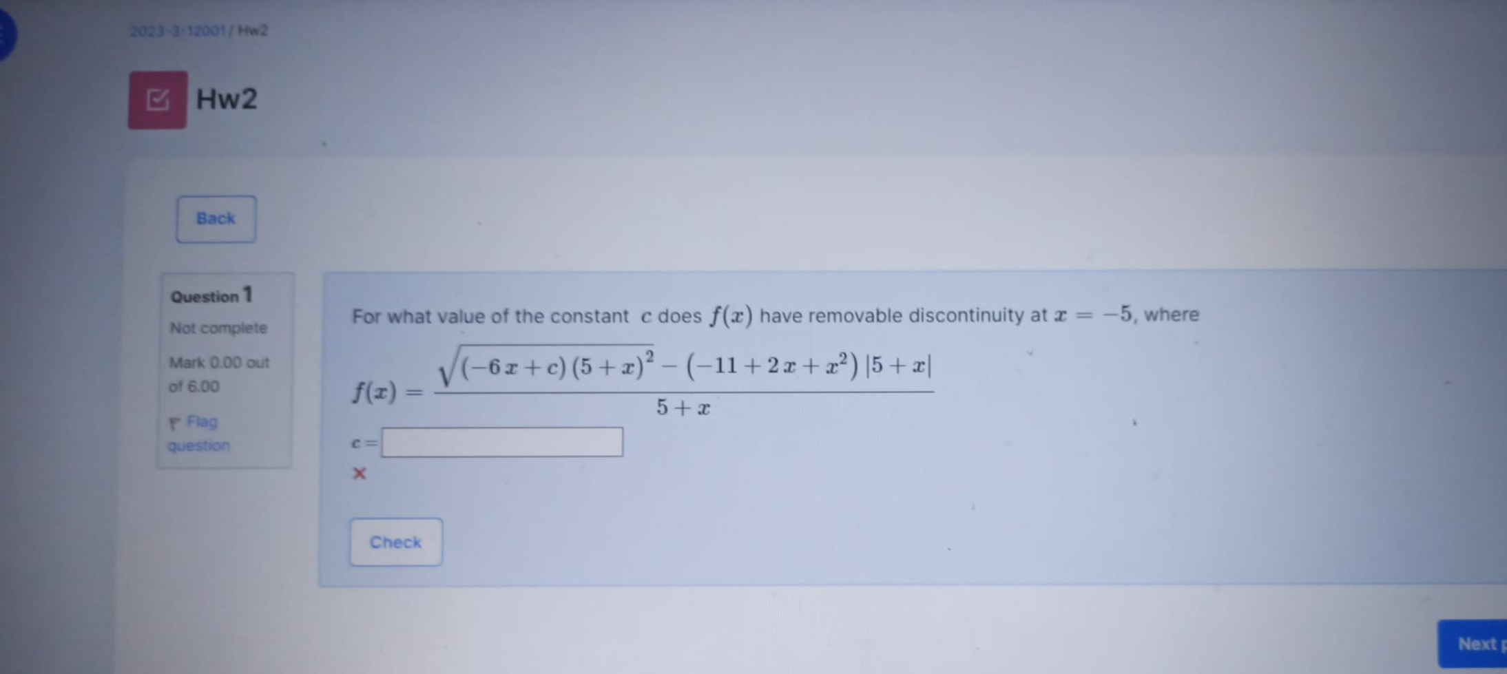 Solved For what value of the constant c ﻿does f(x) ﻿have | Chegg.com
