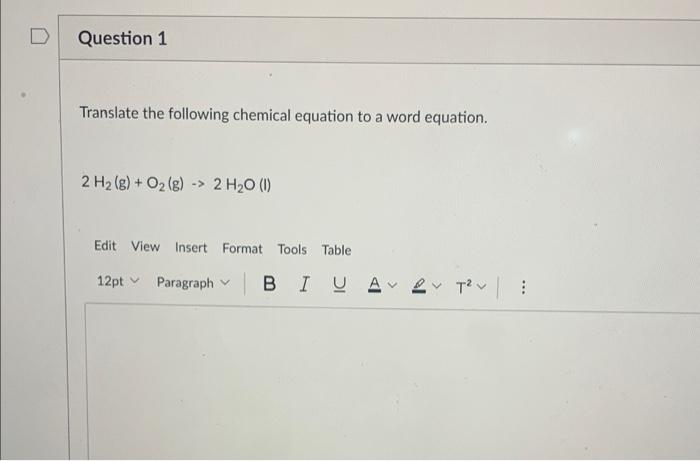 Solved Question 1 Translate the following chemical equation | Chegg.com
