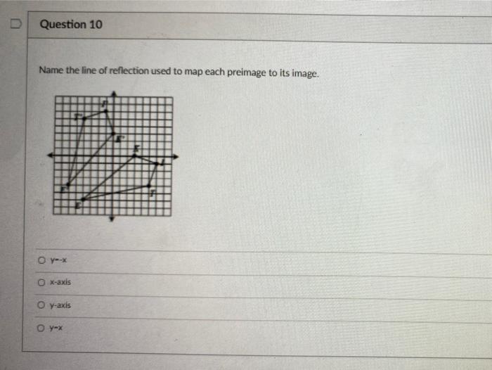 Solved Question 10 Name the line of reflection used to map | Chegg.com
