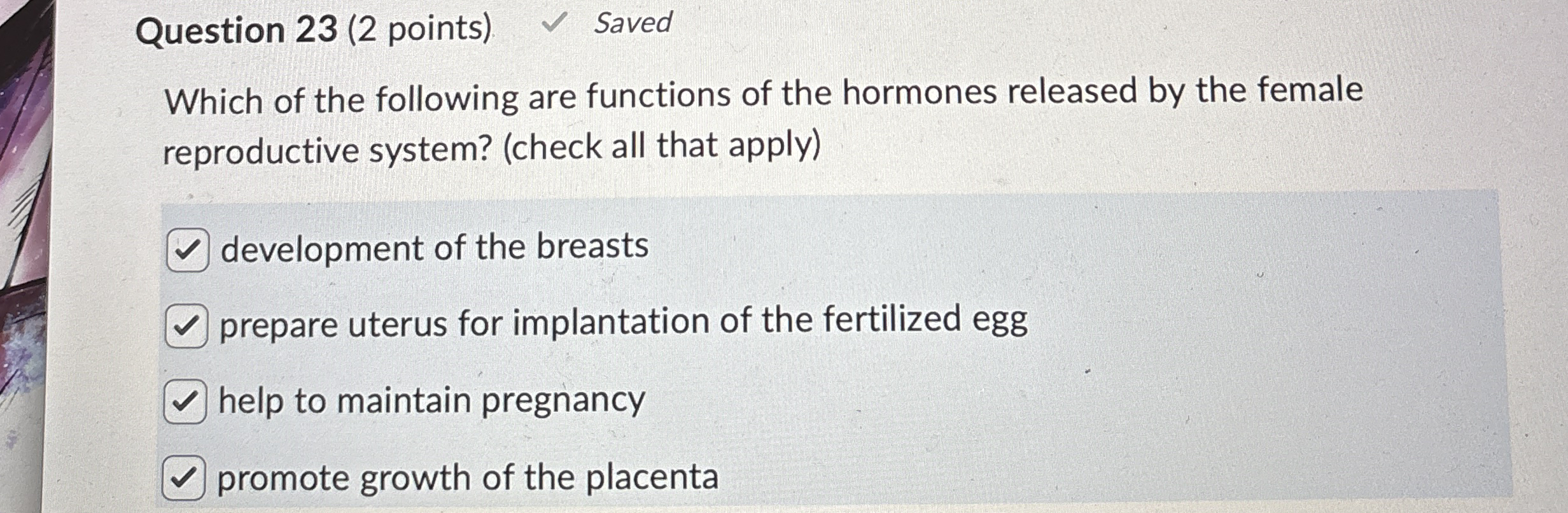 Solved Question 23 (2 ﻿points) ﻿SavedWhich of the following | Chegg.com