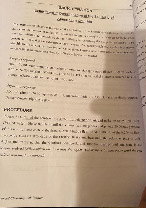 Solved PROCEDURE Pipette 5.00 mL of the solution into a 250 | Chegg.com