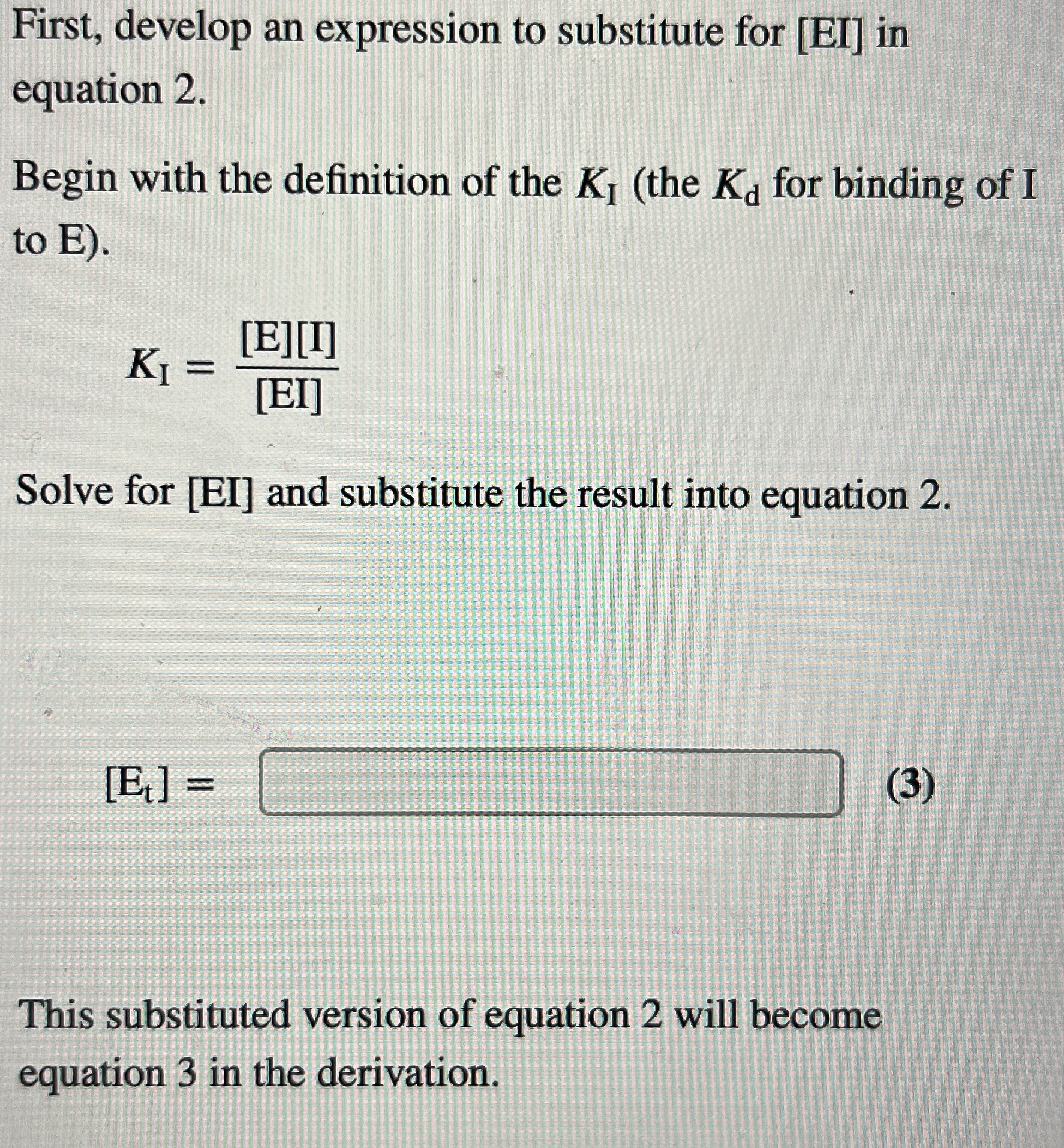 First, develop an expression to substitute for EI ﻿in | Chegg.com