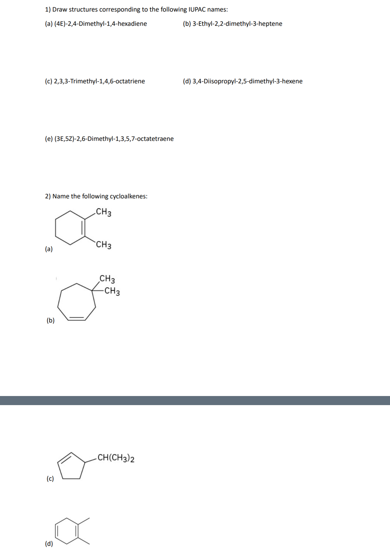 Solved Draw structures corresponding to the following IUPAC | Chegg.com