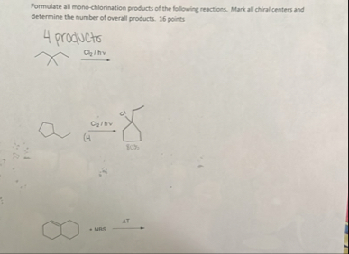 Solved Formulate all mono-chlorination products of the | Chegg.com