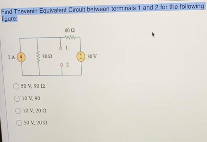 Solved Find Thevenin Equivalent Circuit between terminals 1 | Chegg.com