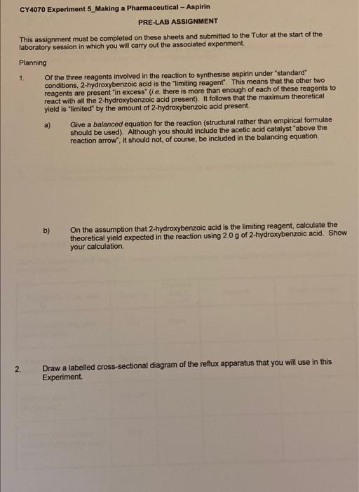Solved PRE-LAB ASSIGNMENT This assignment must be completed | Chegg.com