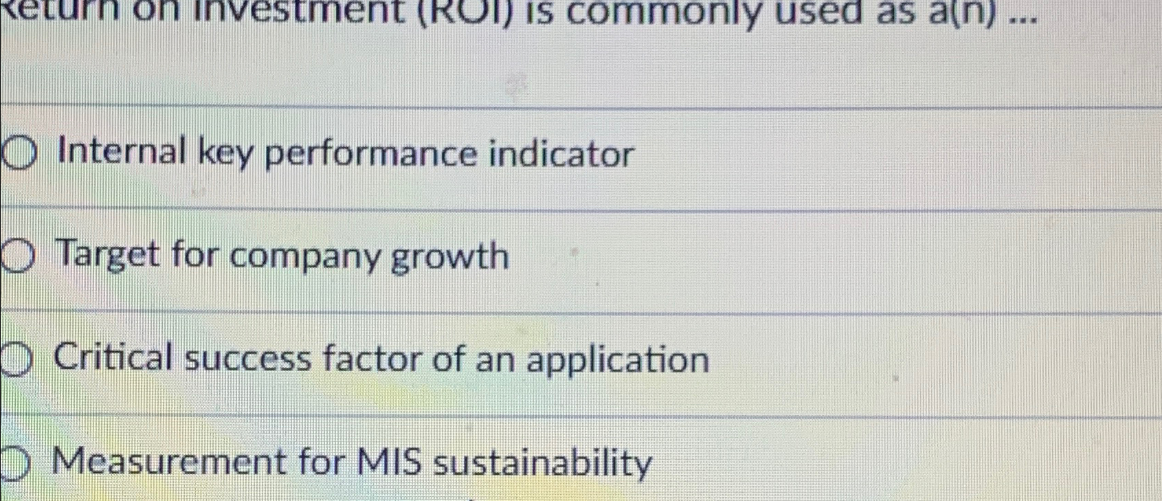 Solved Internal key performance indicatorTarget for company | Chegg.com