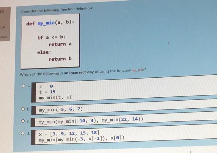 Solved 14 Consider the following function definition def | Chegg.com