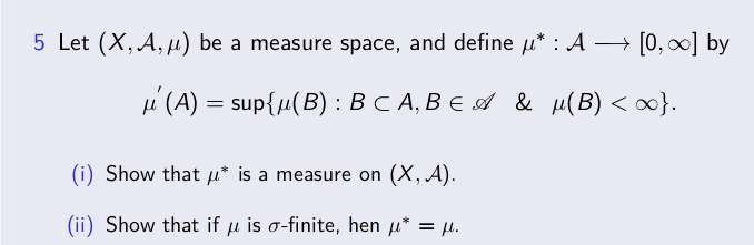 Solved 5 Let (X,A,μ) be a measure space, and define | Chegg.com