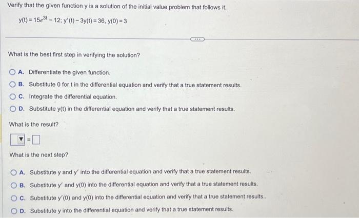 Solved Verify that the given function y is a solution of the | Chegg.com