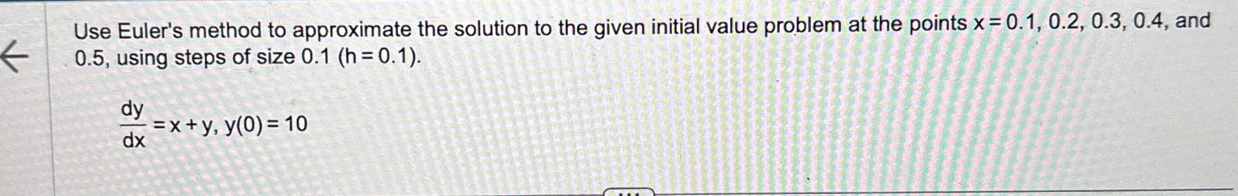 Solved Use Euler's method to approximate the solution to the | Chegg.com