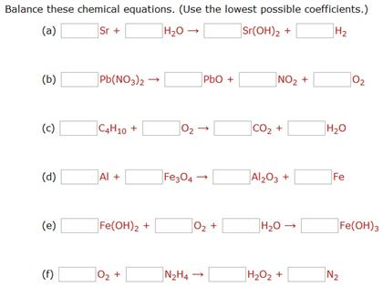 Solved Balance these chemical equations. (Use the lowest | Chegg.com