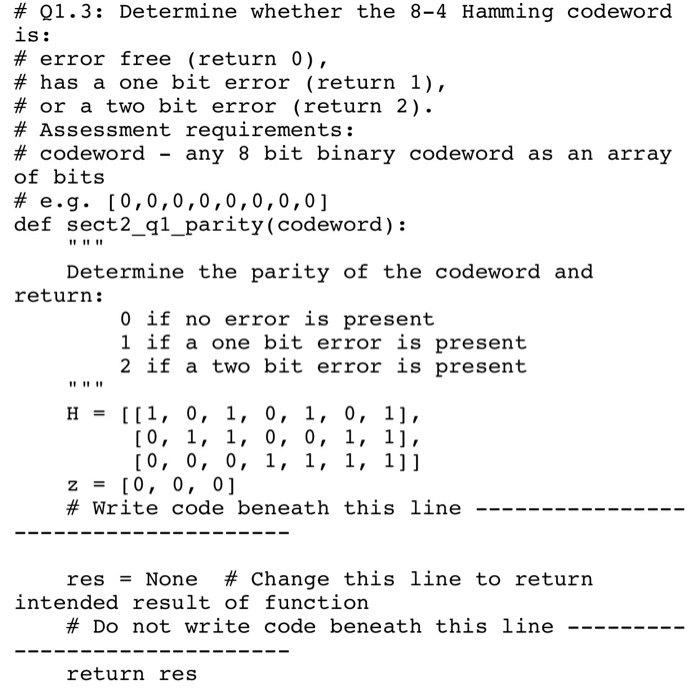 (Solved) : Q13 Determine Whether 8 4 Hamming Codeword Error Free One ... (Solved) : Q13 Determine Whether 8 4 Hamming Codeword Error Free One ...