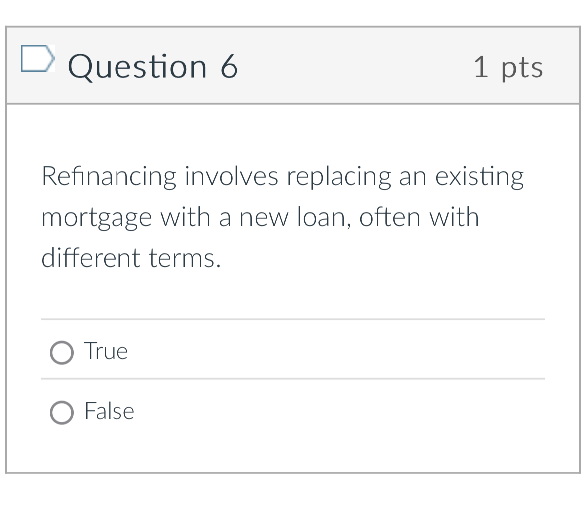 Solved Question 6Refinancing involves replacing an | Chegg.com