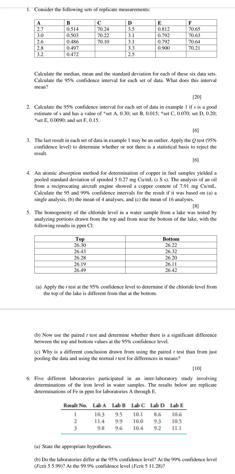 Solved Consider the following sets of replicate | Chegg.com