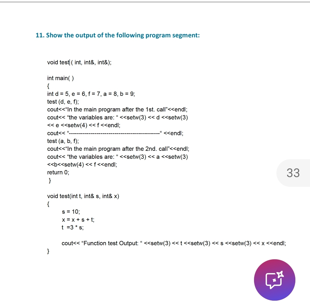 Show the output of the following program segment:void | Chegg.com