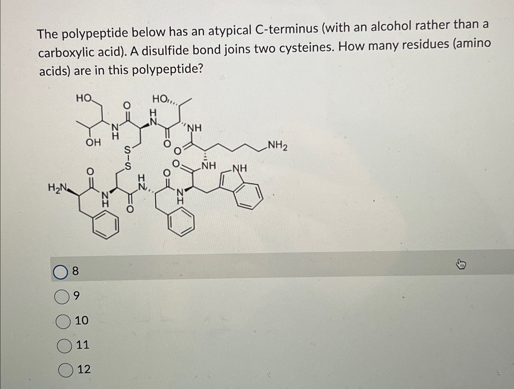 Solved The polypeptide below has an atypical C-terminus | Chegg.com