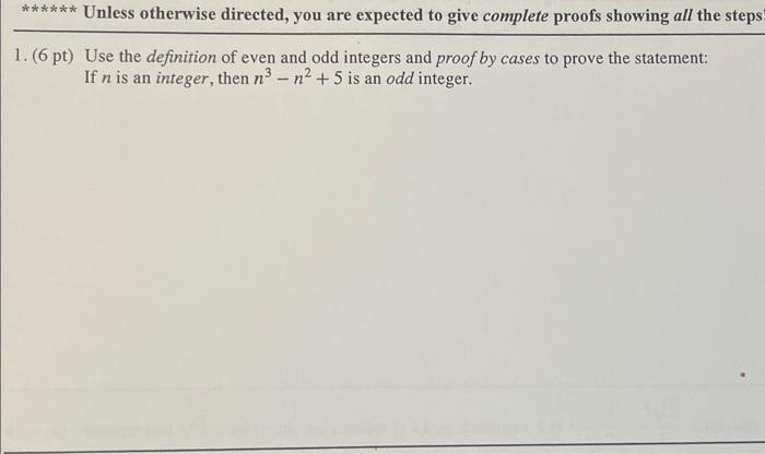 Solved (6 pt) Use the definition of even and odd integers | Chegg.com