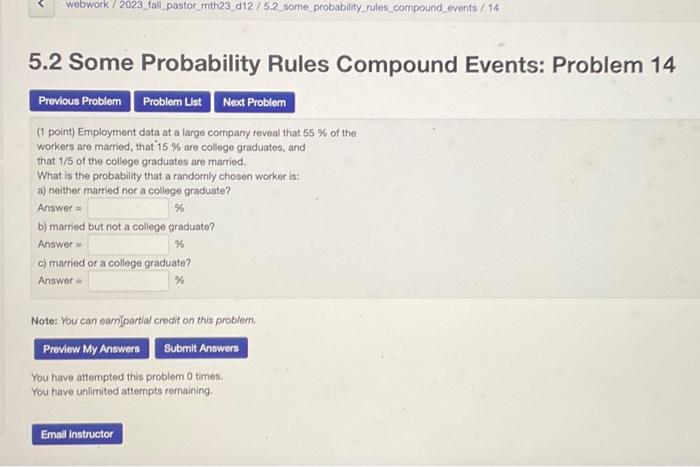 Solved 5.2 Some Probability Rules Compound Events: Problem | Chegg.com