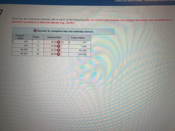 Solved Check my work mode Solve for the unknown interest | Chegg.com