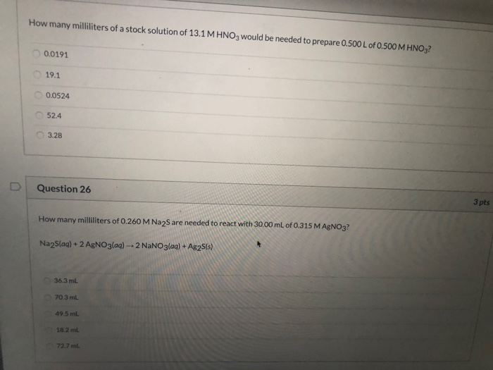 Solved How many milliliters of a stock solution of 13.1 M | Chegg.com