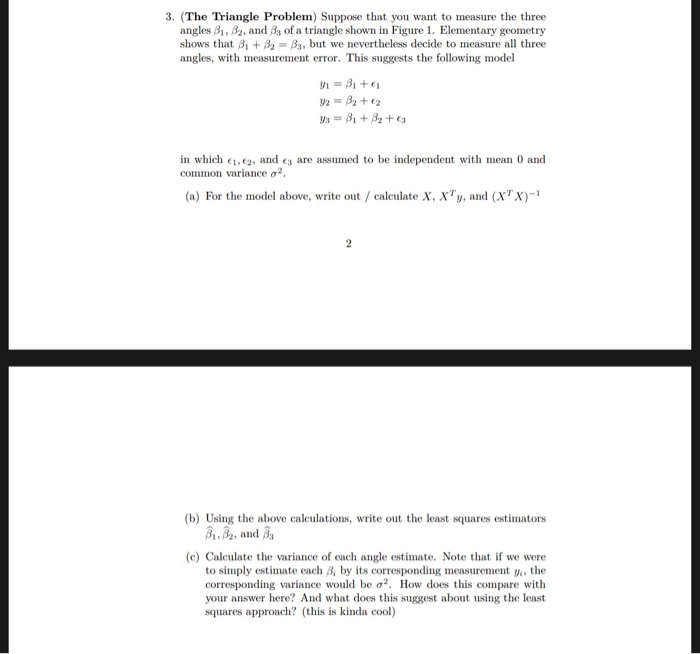 Solved 3. (The Triangle Problem) Suppose that you want to | Chegg.com