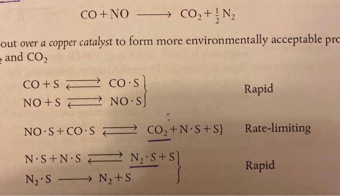 Solved CO+NO — CO2+ N2 out over a copper catalyst to form | Chegg.com