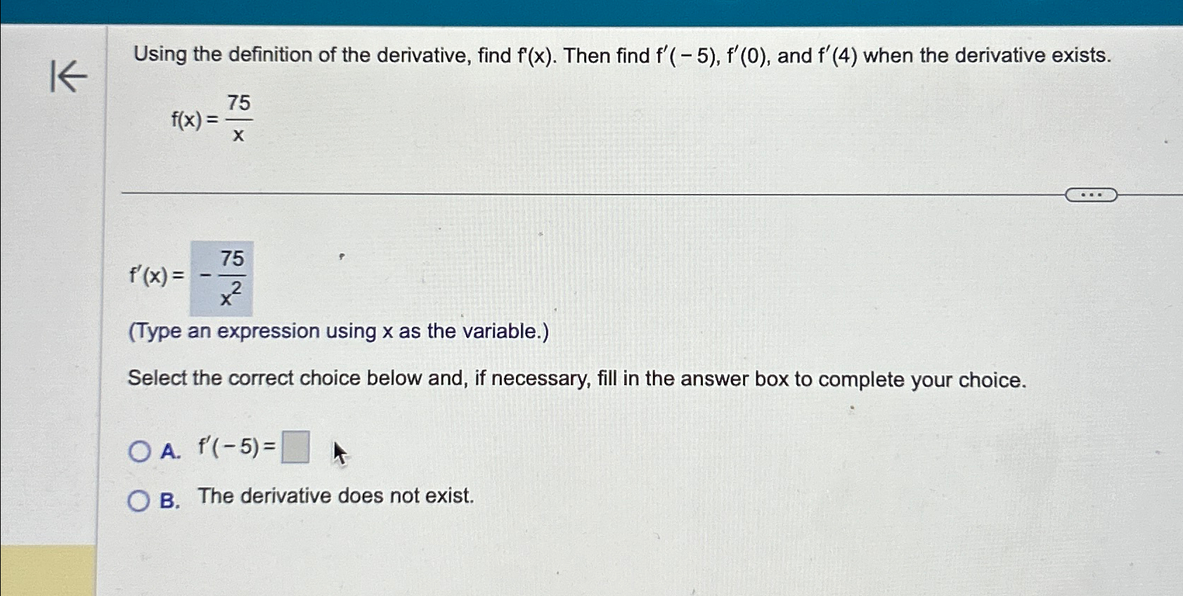 Solved Using the definition of the derivative, find f'(x). | Chegg.com