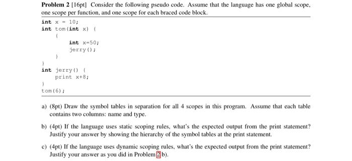 Solved Problem 2 16pt Consider The Following Pseudo Code 6824
