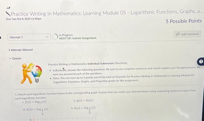 Solved At Practice Writing in Mathematics: Learning Module | Chegg.com