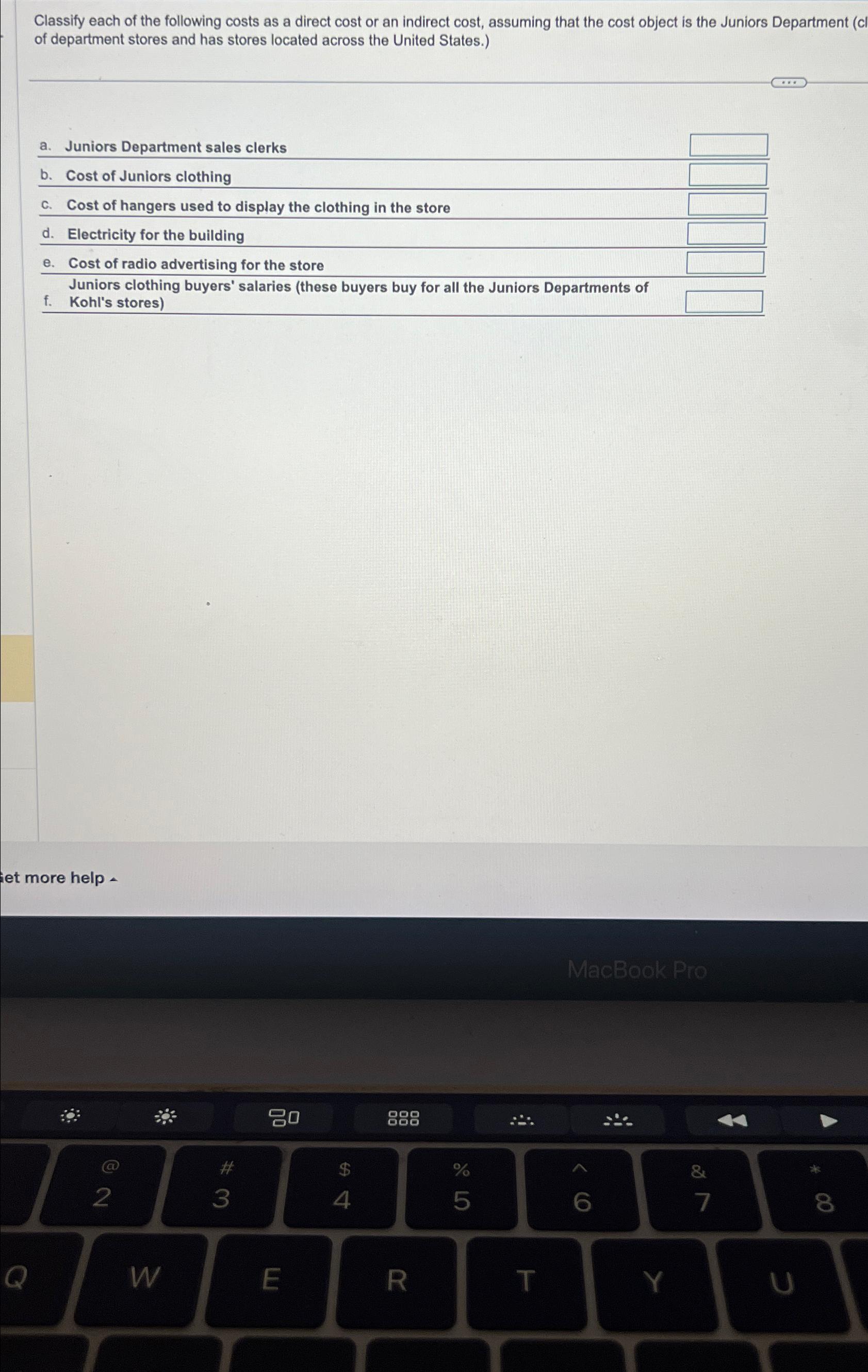 Solved Classify each of the following costs as a direct cost | Chegg.com