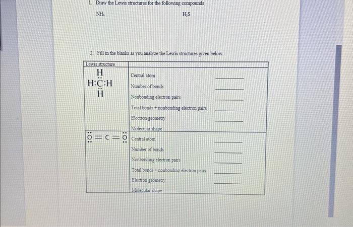 Solved 1. Draw the Lewis structures for the following | Chegg.com