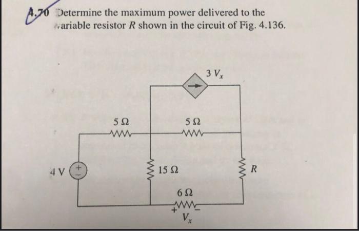 Solved circuits 14.70 Determine the maximum power delivered | Chegg.com