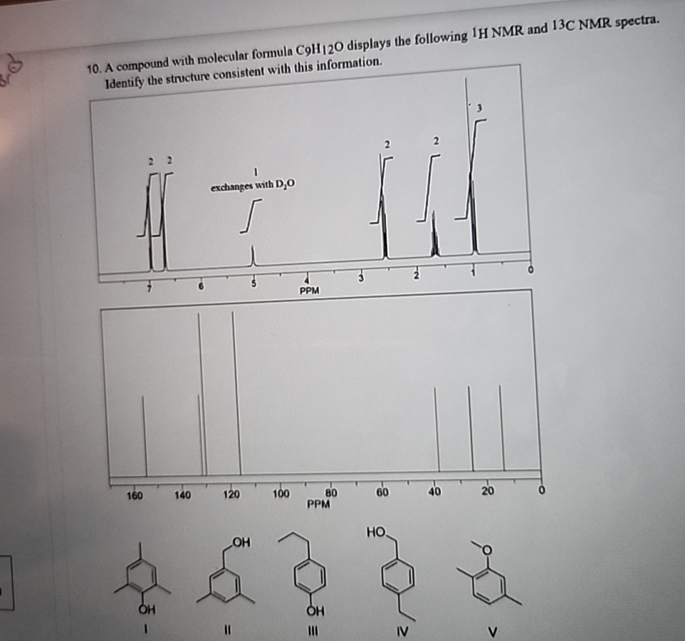 Solved A compound with molecular formula C9H12O ﻿displays | Chegg.com