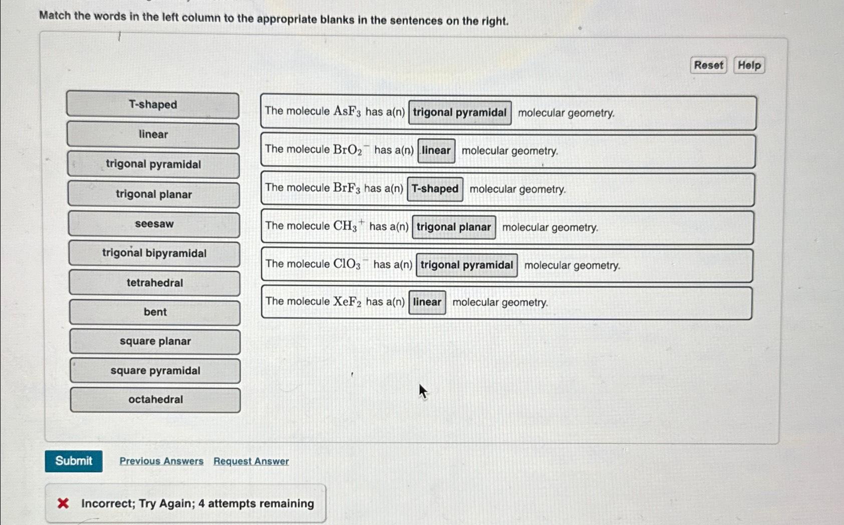 Solved Match the words in the left column to the appropriate | Chegg.com