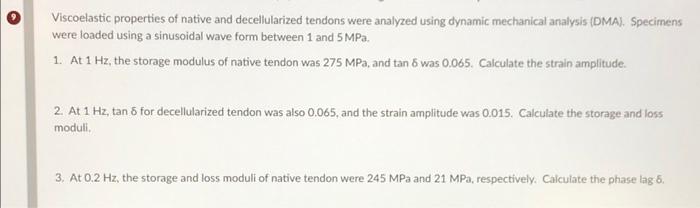 Solved Viscoelastic properties of native and decellularized | Chegg.com