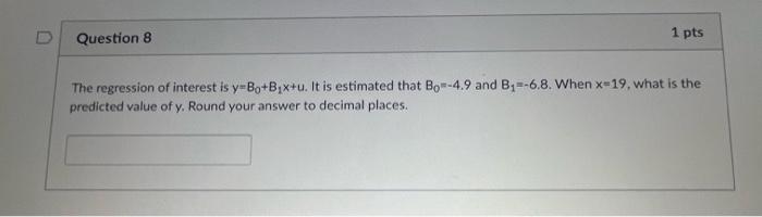 Solved The regression of interest is y=B0+B1x+u. It is | Chegg.com